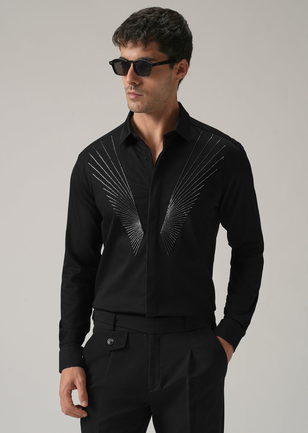 Radiant Handwork Black Designer Shirt