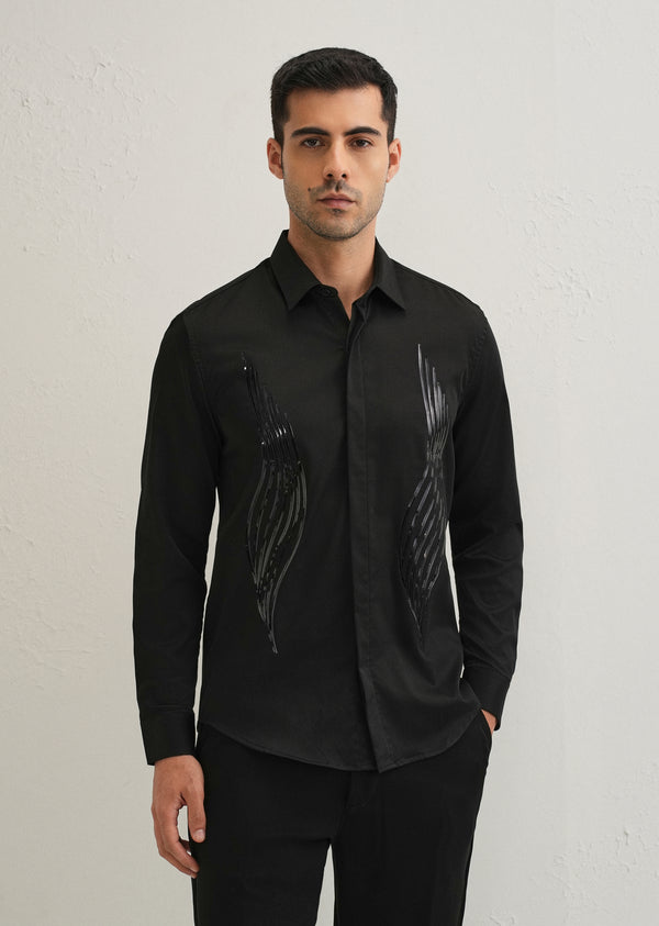 Black Metallic Flare Designer shirt