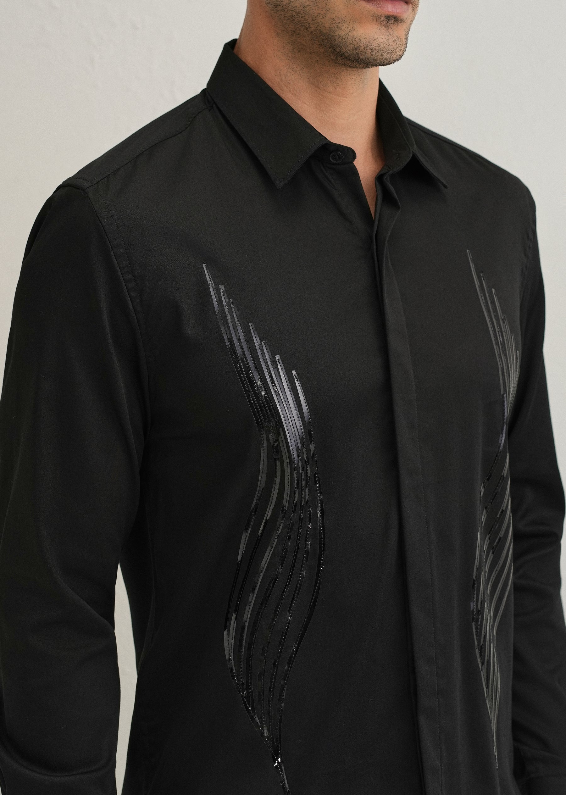 Black Metallic Flare Designer shirt