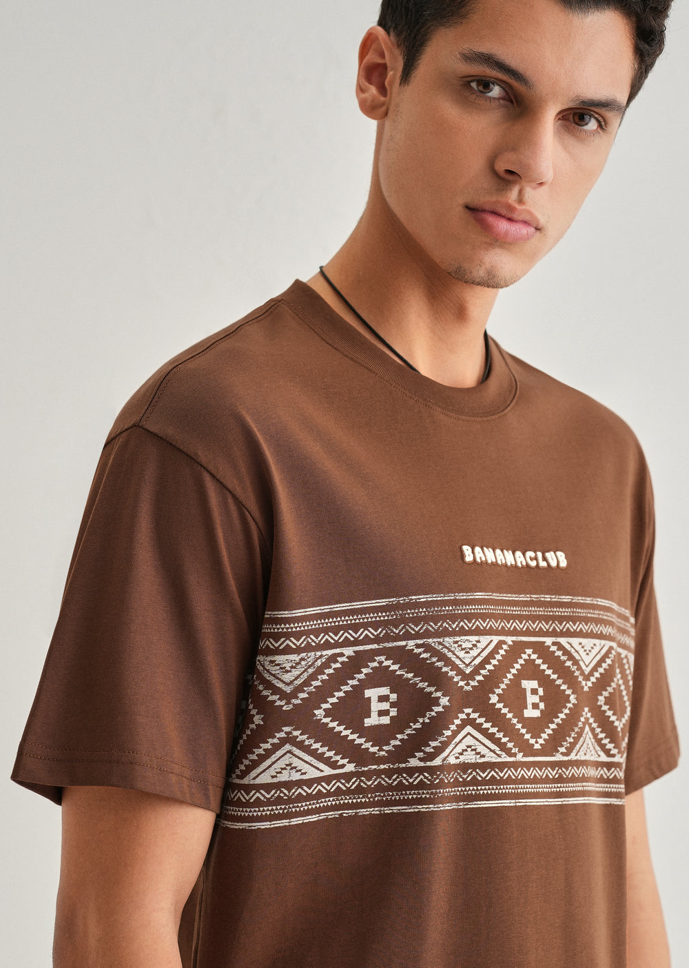 Brown Aztec Printed Oversized T-shirt