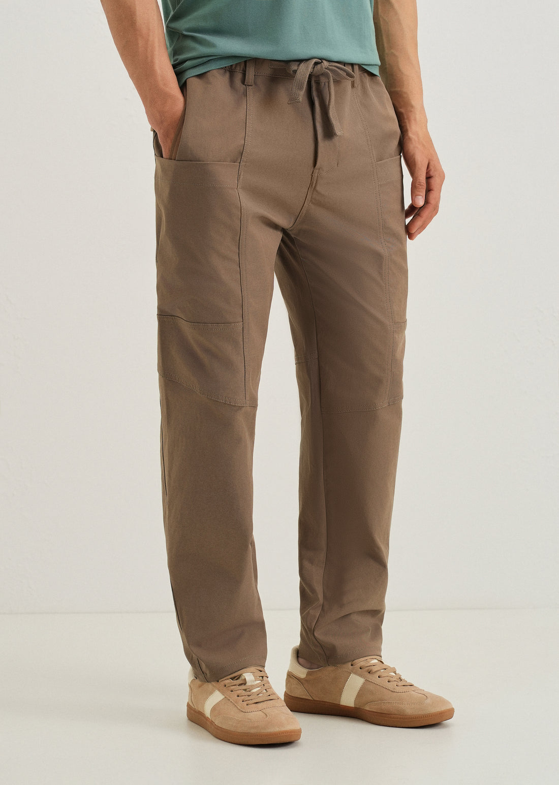Brown Drawstring Panel Cargo Pant