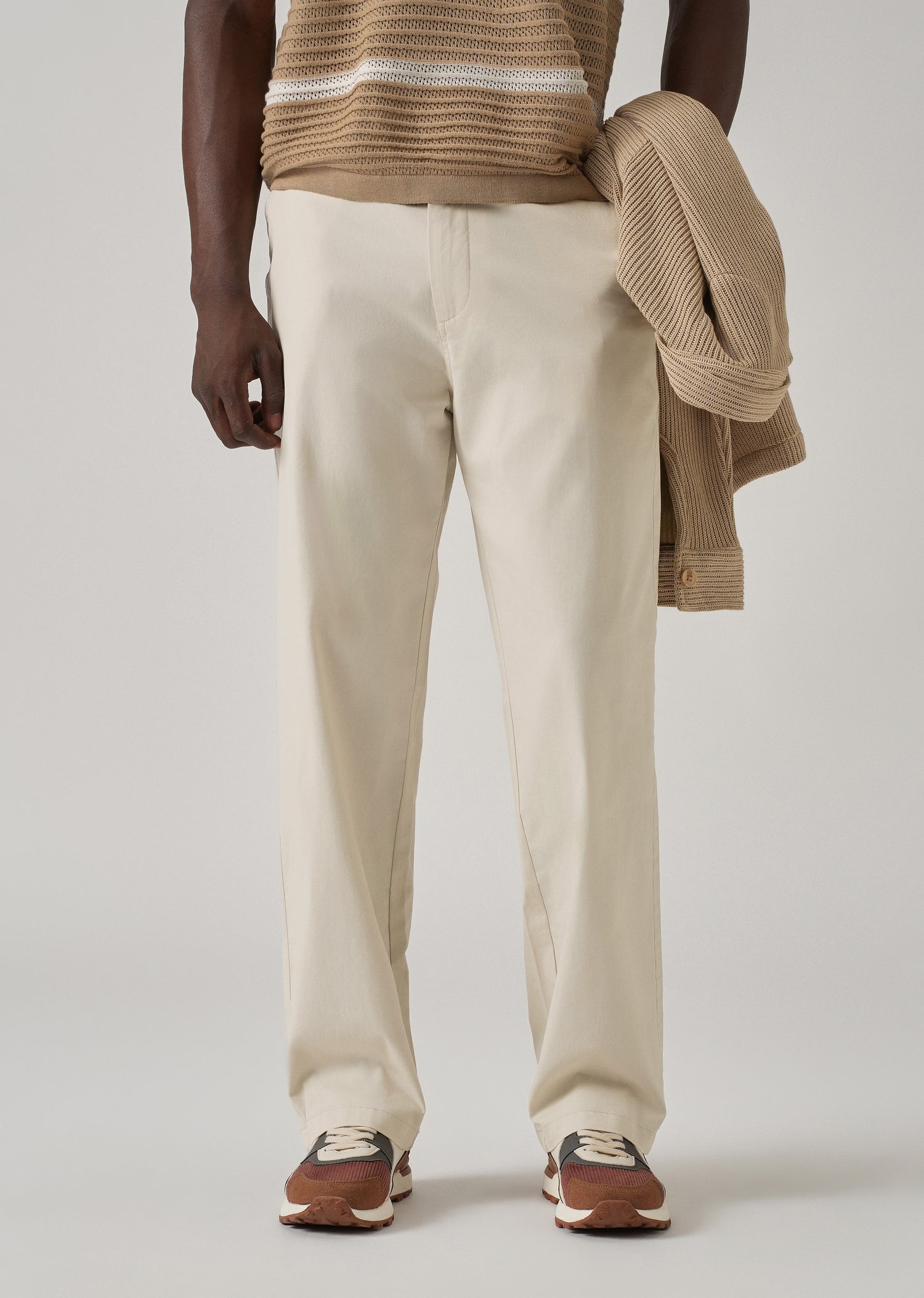 Baggy Fit Cream Chinos