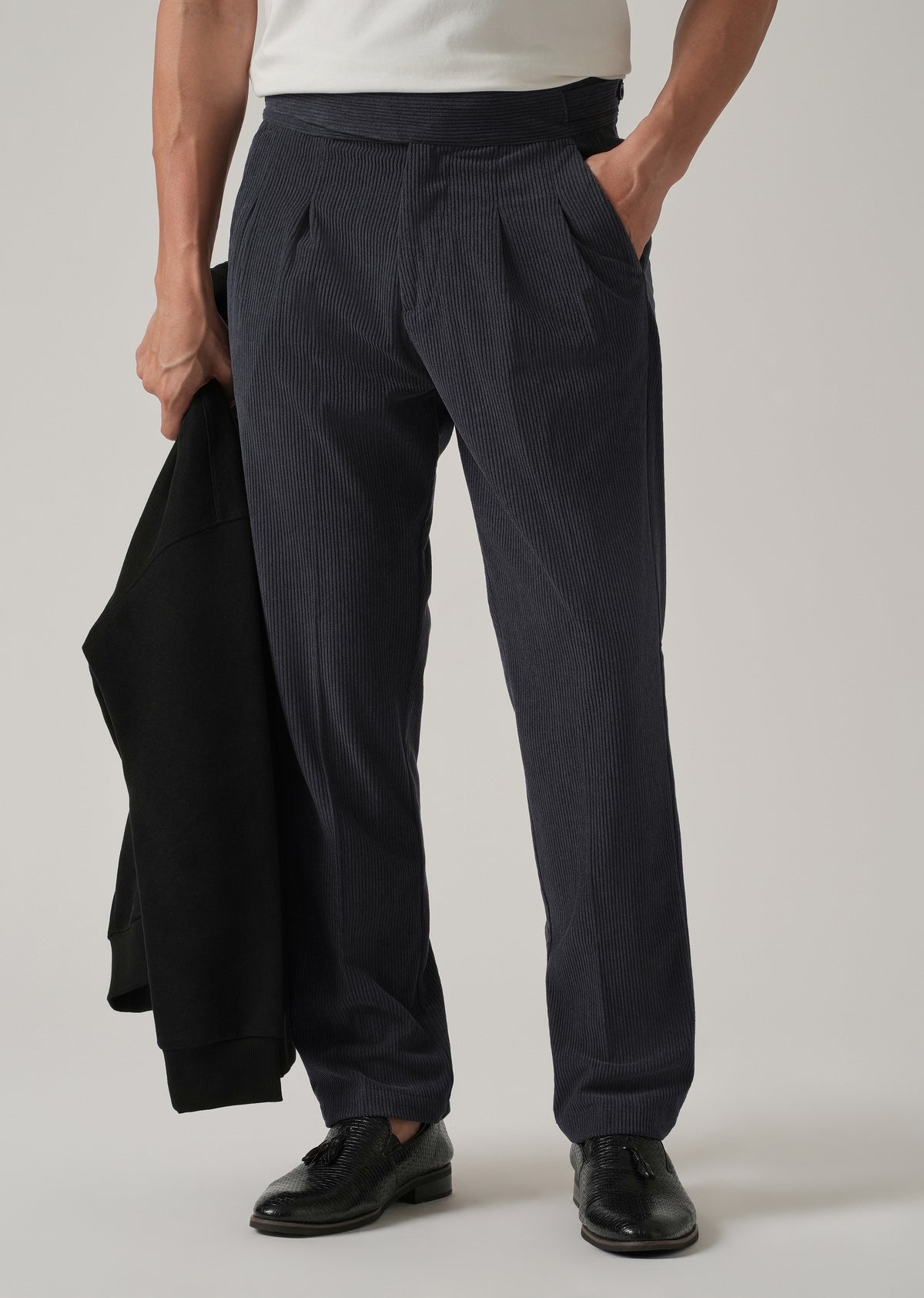 Dark Grey Corduroy Gurkha Pants