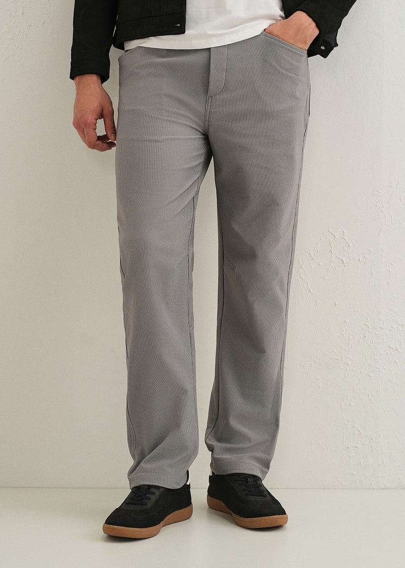 Light Grey Straight Fit Corduroy Pants