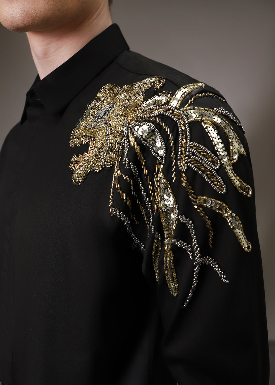 Lion Luxe Black Sequenced Shirt