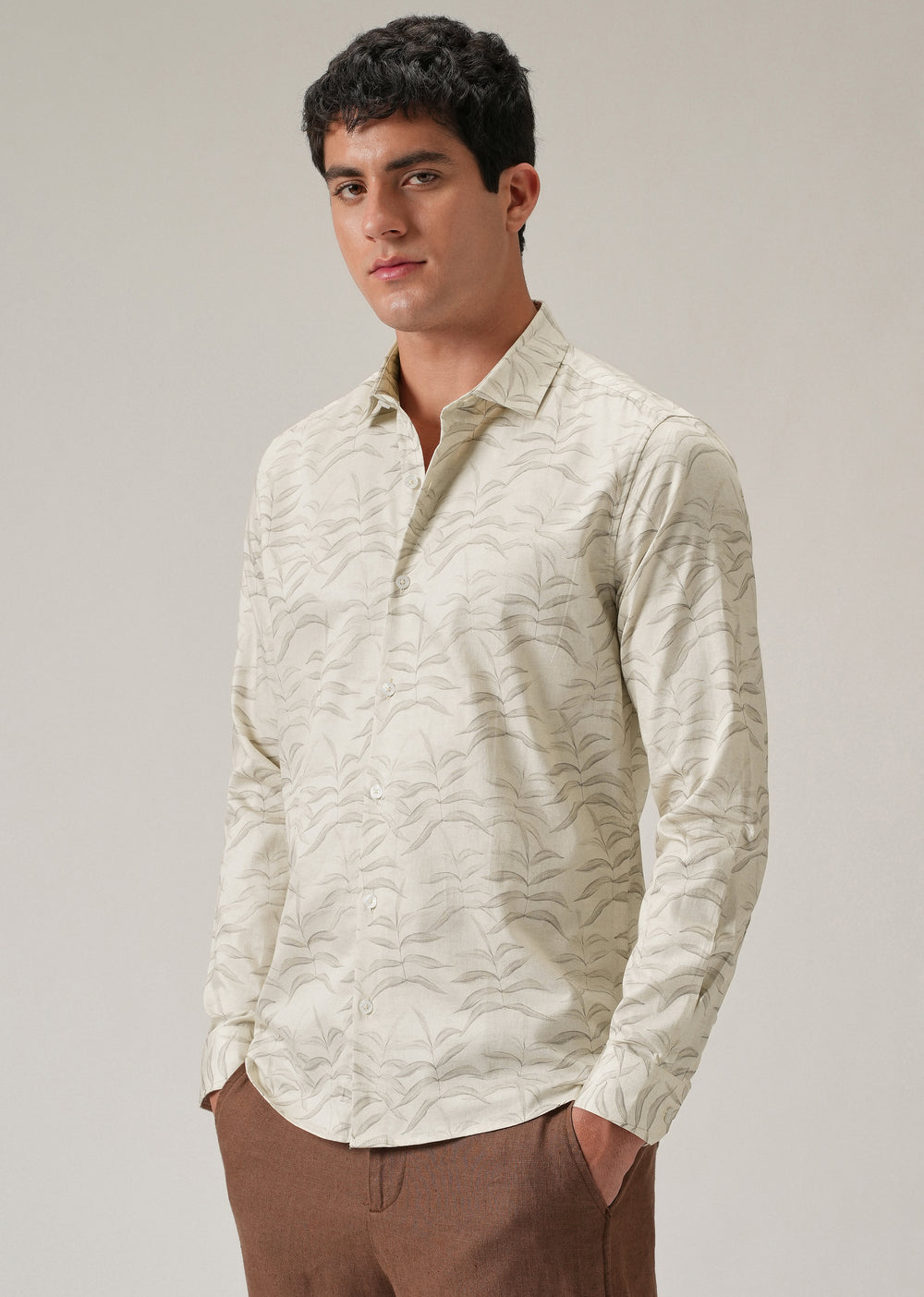 Off-White Leaf Print Shirt