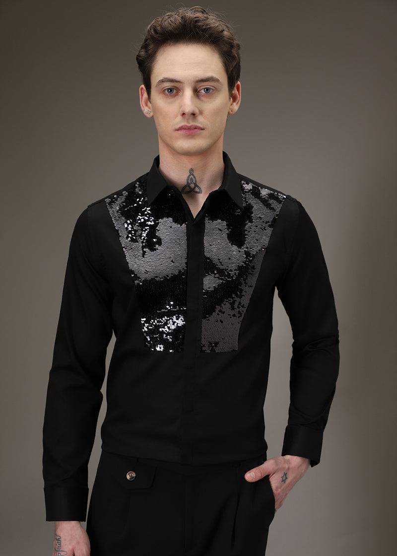 Sequence Debonair Designer Black Shirt