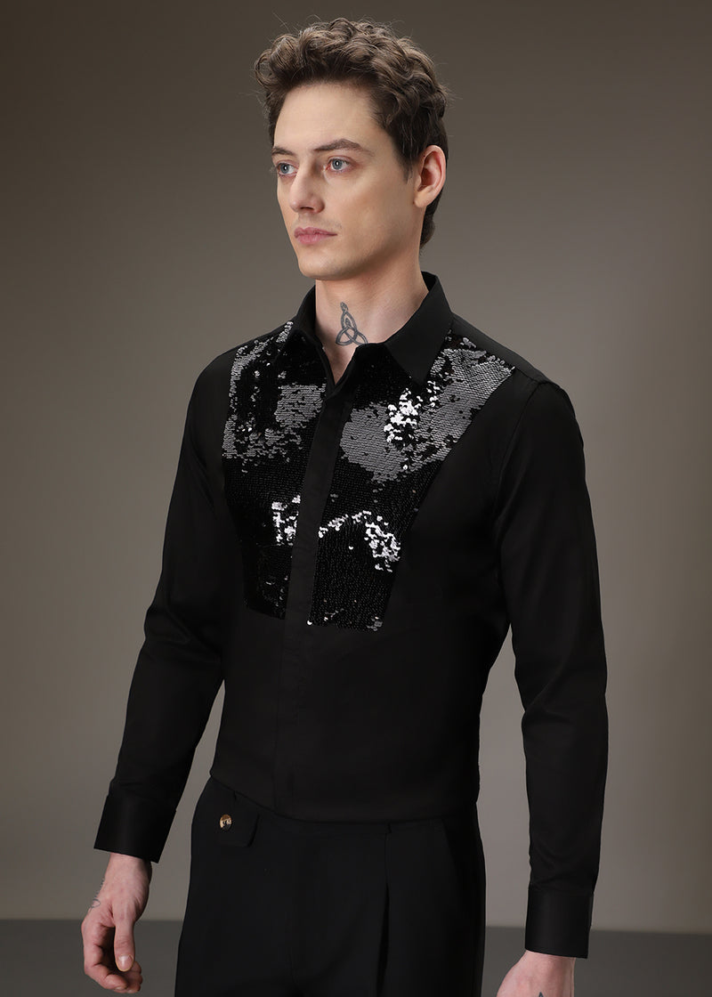 Sequence Debonair Designer Black Shirt