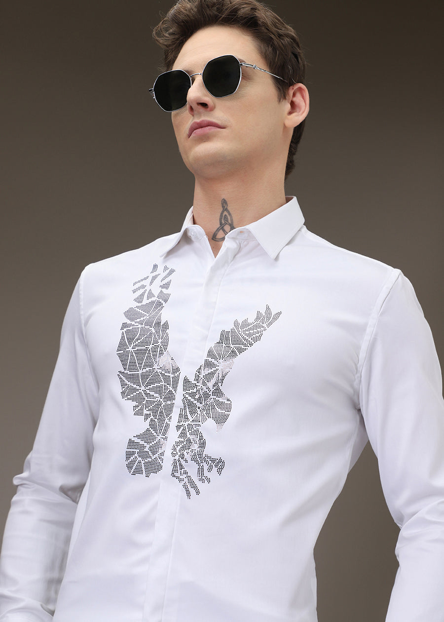 White Soar Eagle Sequenced Shirt